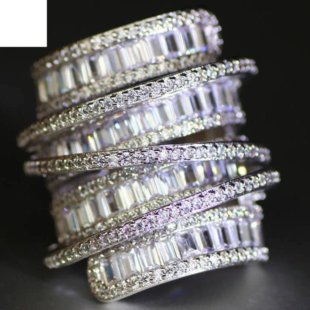 Sale White Zircon Platinum Plated Ring - Gem